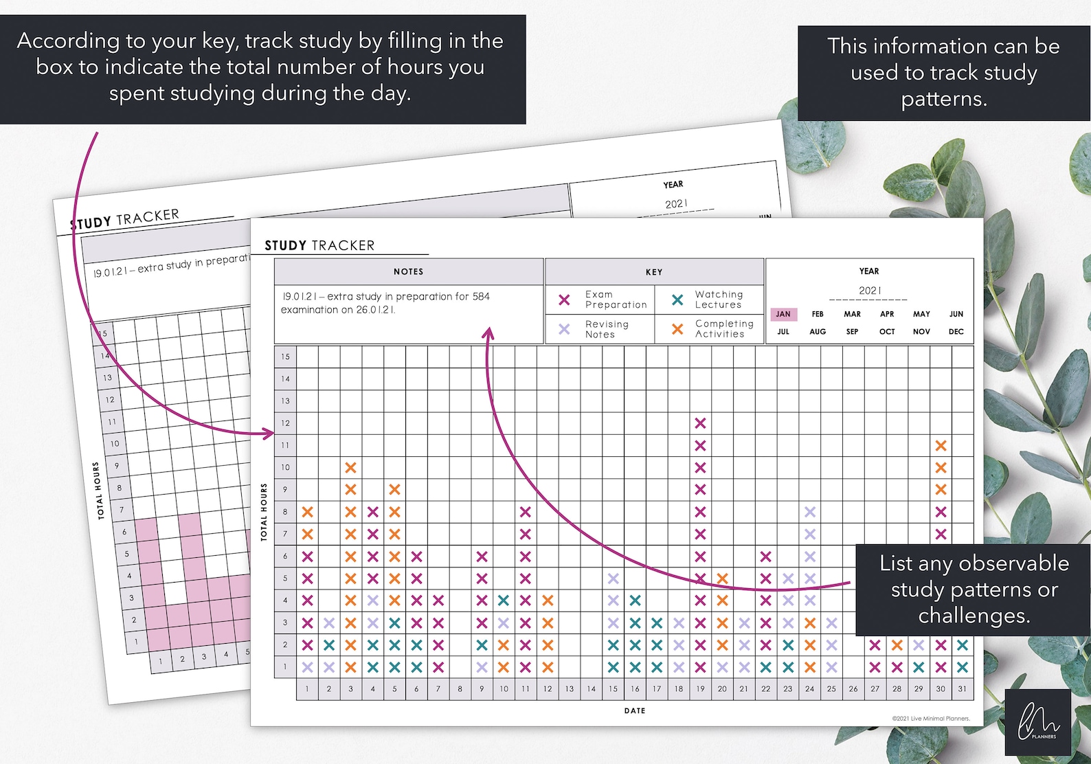 Hourly Study Tracker Chart the Duration of Daily Study Each | Etsy