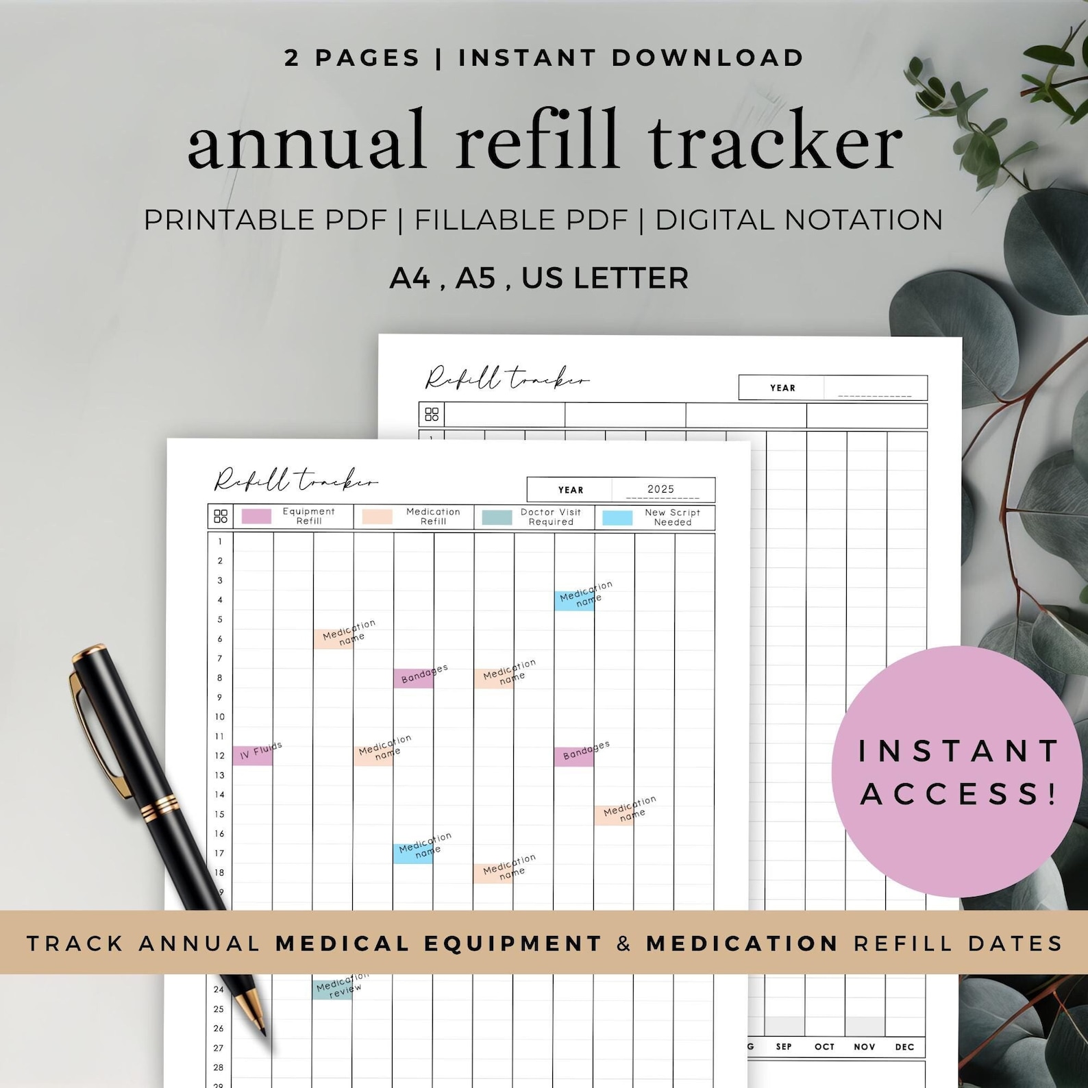 Printable and Fillable Annual Medication & Medical Supply Refill ...