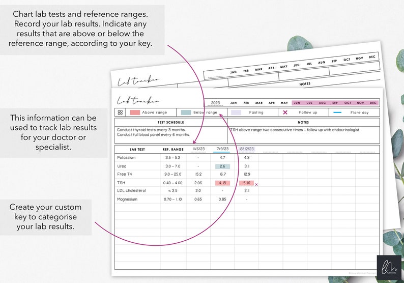 Printable and Fillable Medical Lab Test Results Tracker | Printable ...