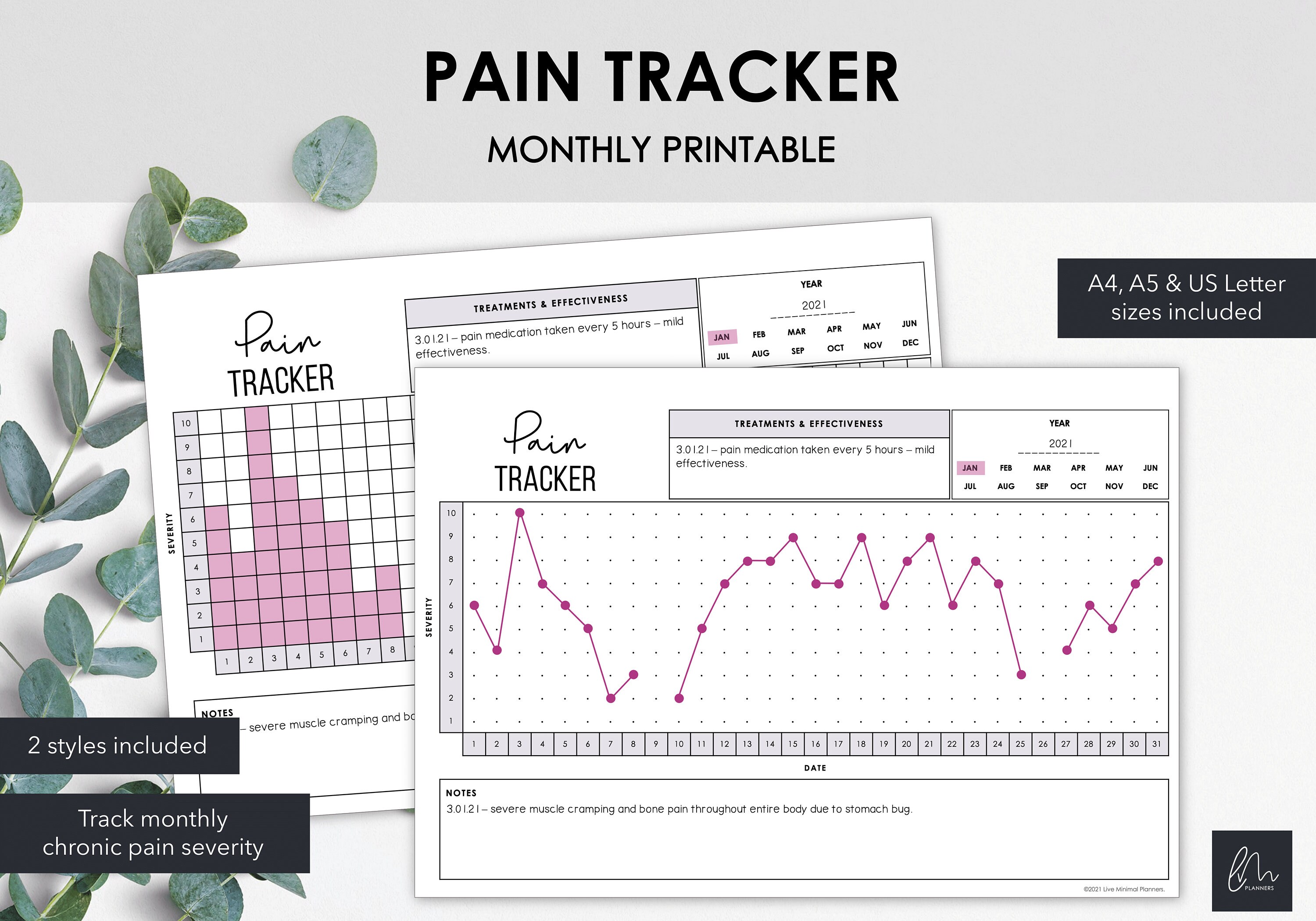 Monthly Pain Tracker Printable Track Daily Chronic Pain - Etsy New Zealand