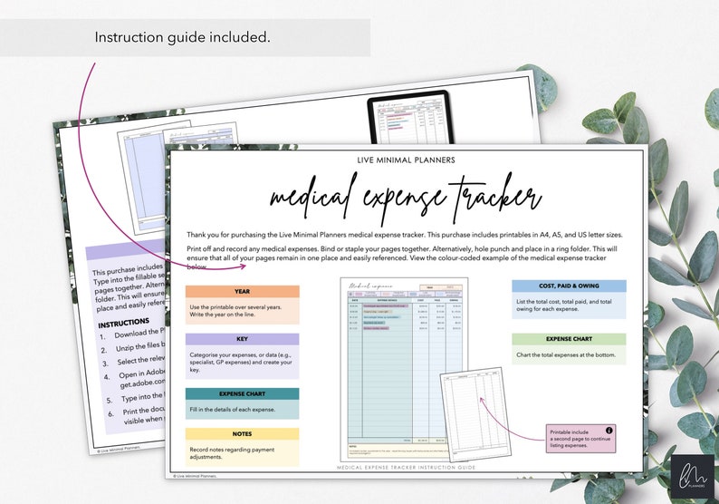 Printable and Fillable Annual Medical Expense Tracker, Chart Chronic ...