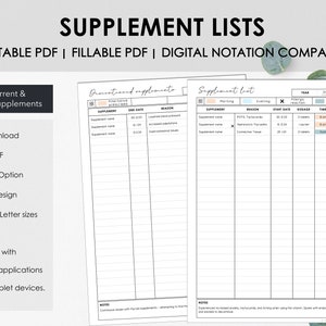 Printable and Fillable Supplement Lists – Manage Current & Discontinued ...