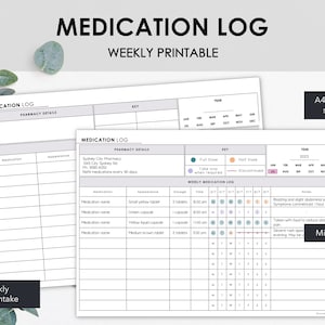 Weekly Medication Tracker Printable | Log Weekly Medication Intake ...