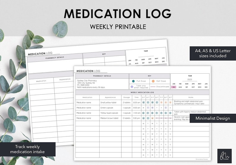 Weekly Medication Tracker Printable | Log Weekly Medication Intake ...