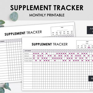 Printable Monthly Supplement Tracker | Track Monthly Supplement Intake ...
