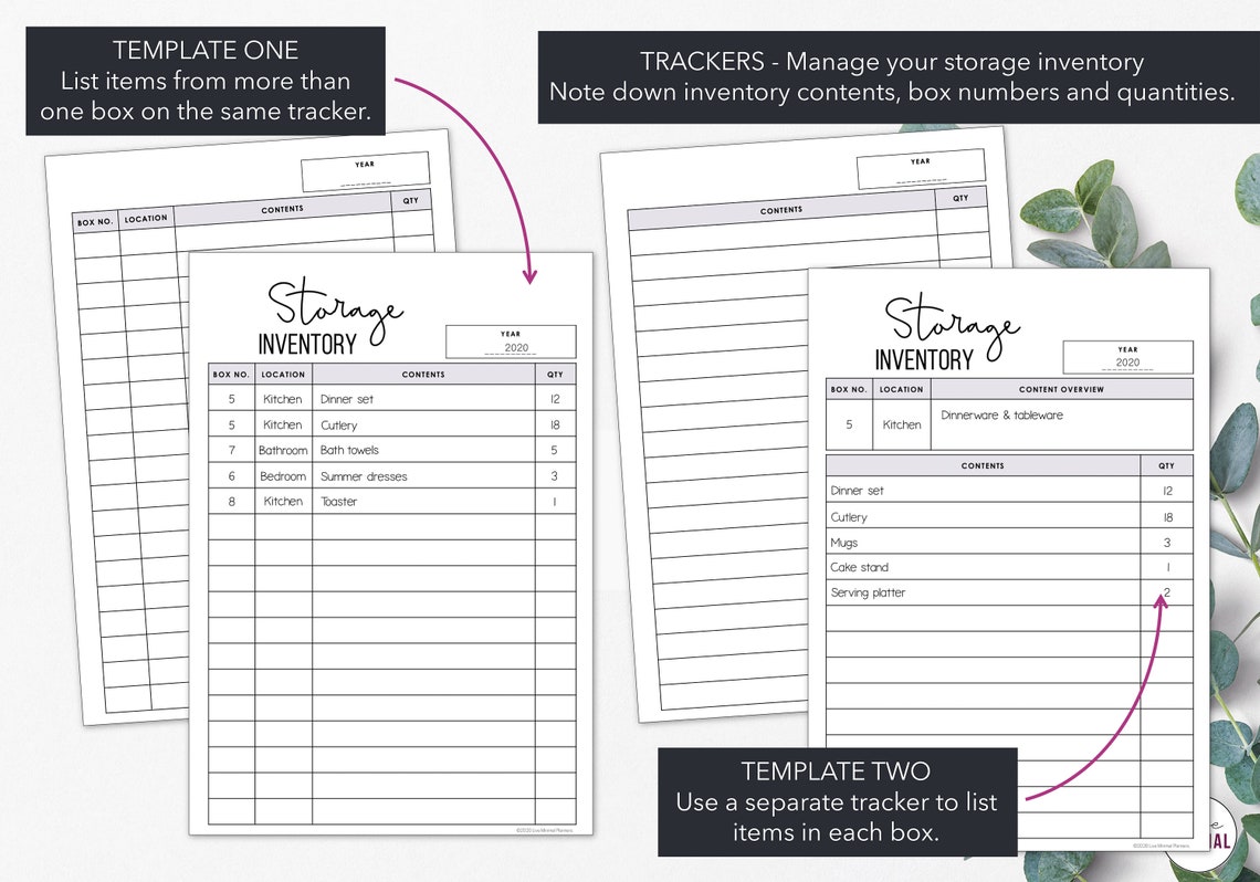 Storage Inventory Trackers Printable Home Inventory Moving - Etsy Australia