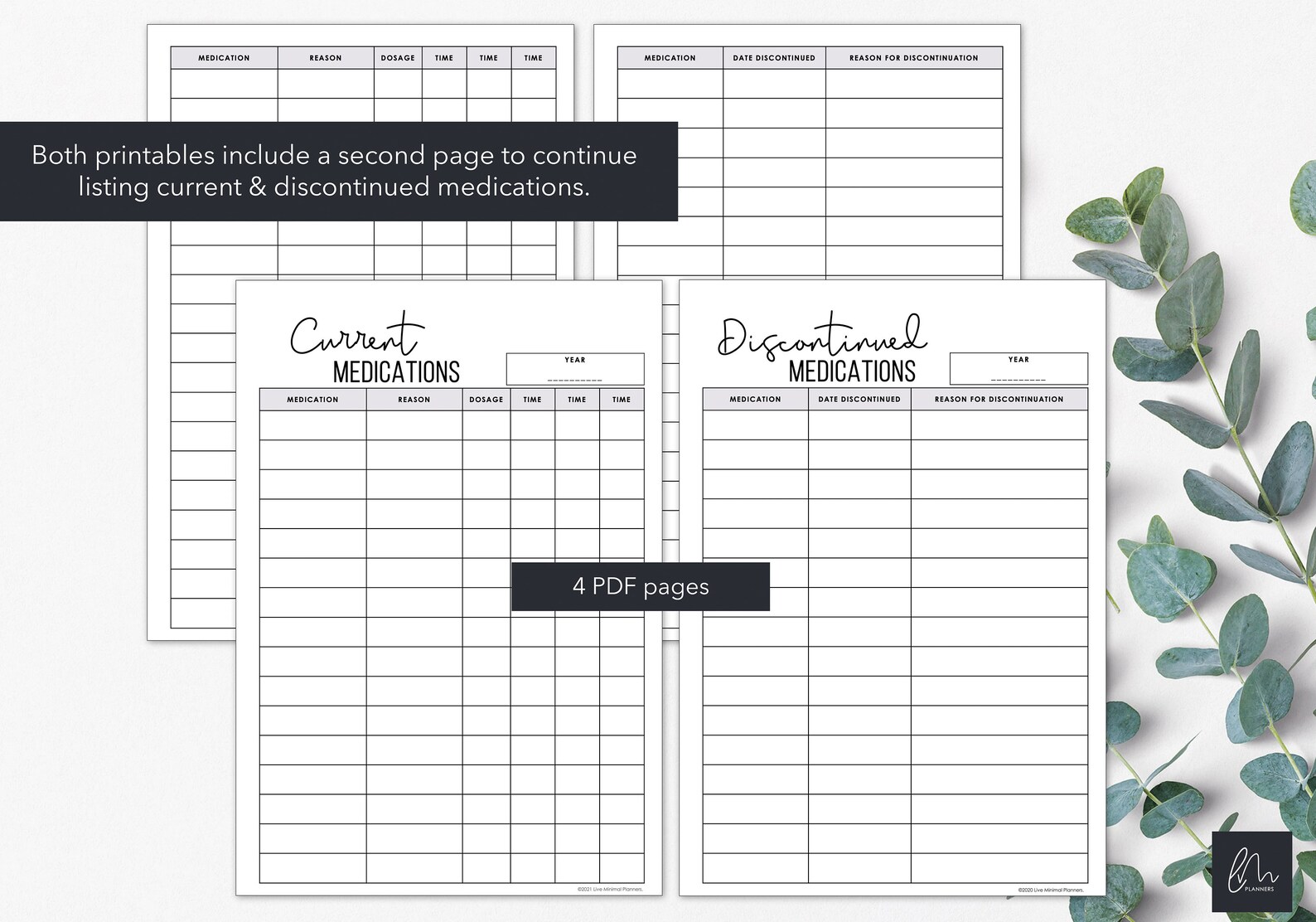 Medication List Printables | Manage Current and Discontinued Medication ...
