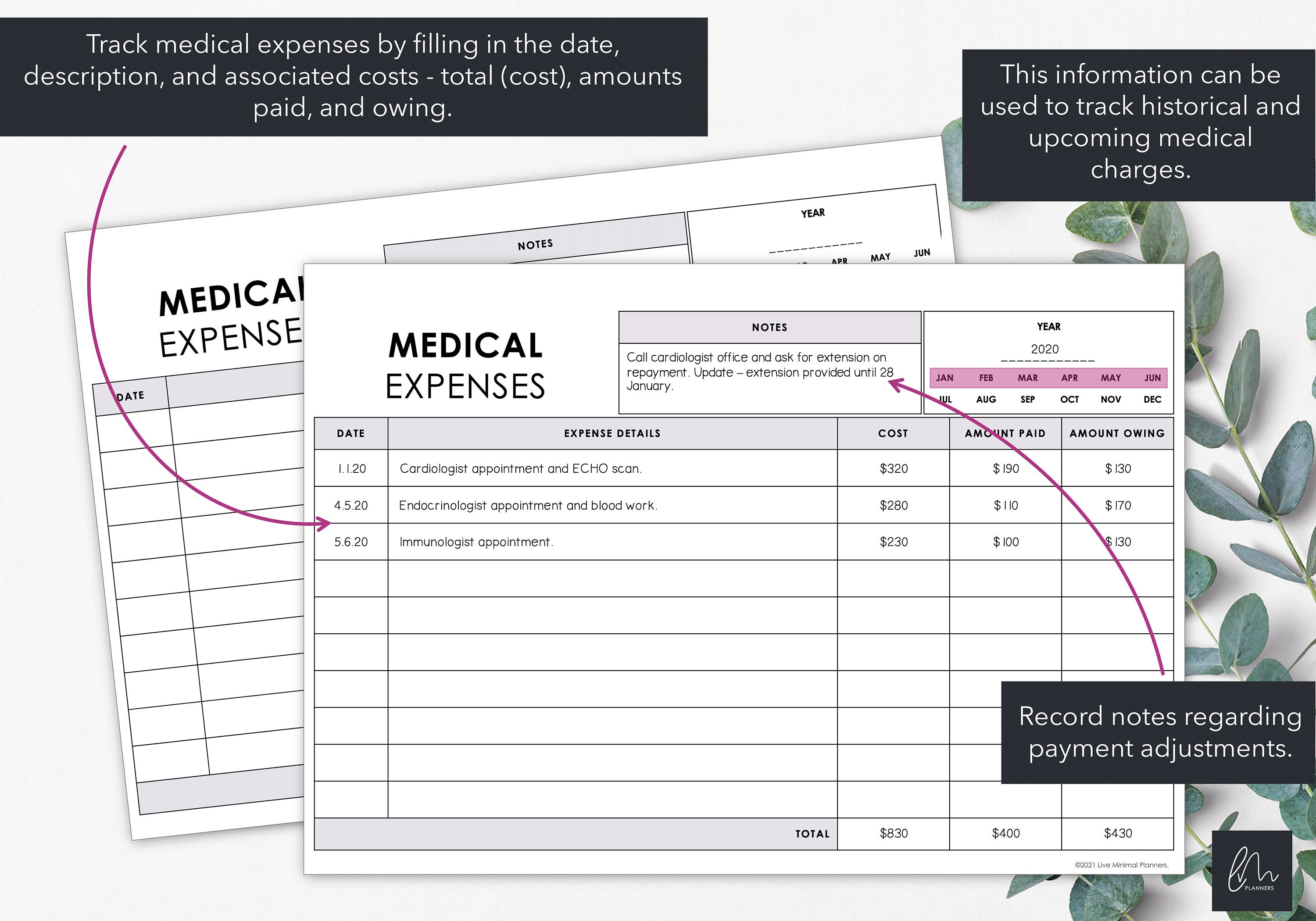 Medical Expense Trackers Printable | Manage Annual Medical Expenses ...