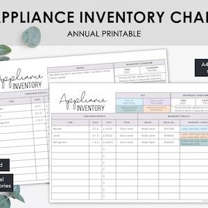 Appliance Inventory Charts | List Appliance Items in a Printable ...