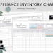 Appliance Inventory Charts | List Appliance Items in a Printable ...