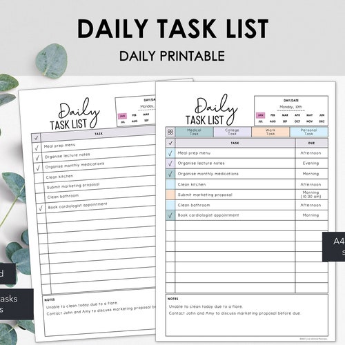 Printable Daily Task List Track Daily Tasks & Productivity - Etsy