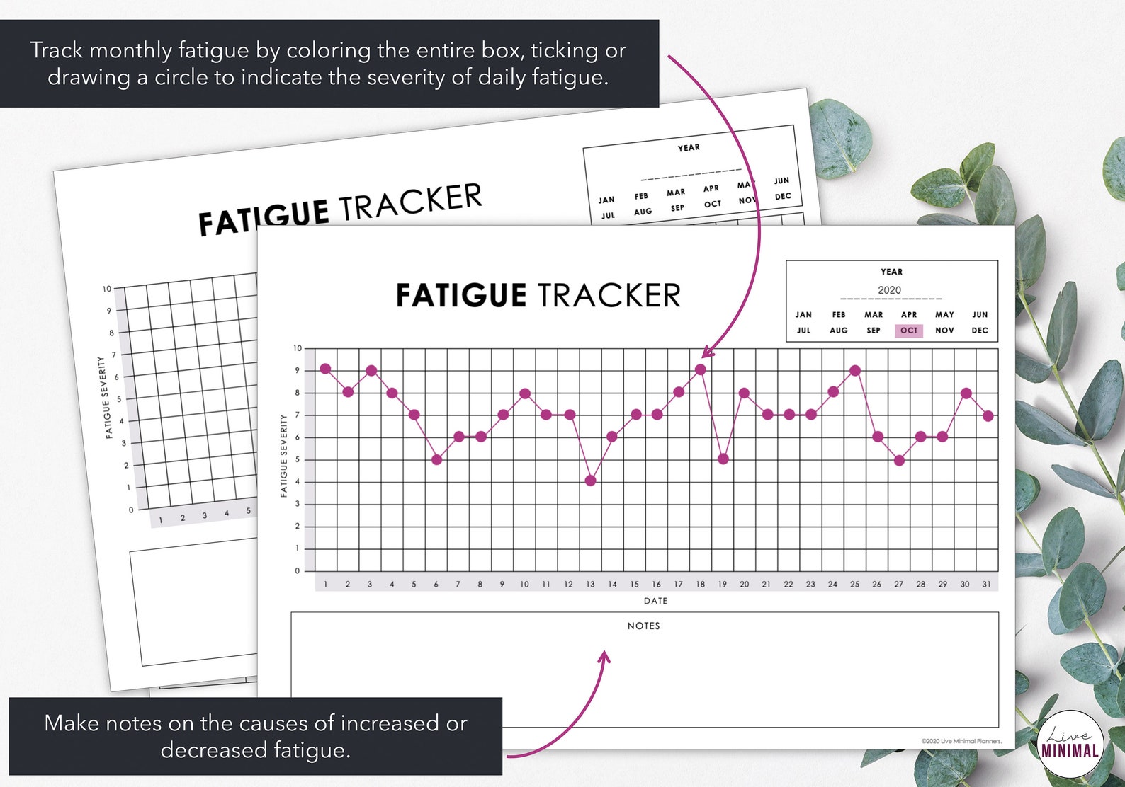 Printable Monthly Fatigue Tracker Track Monthly Fatigue | Etsy