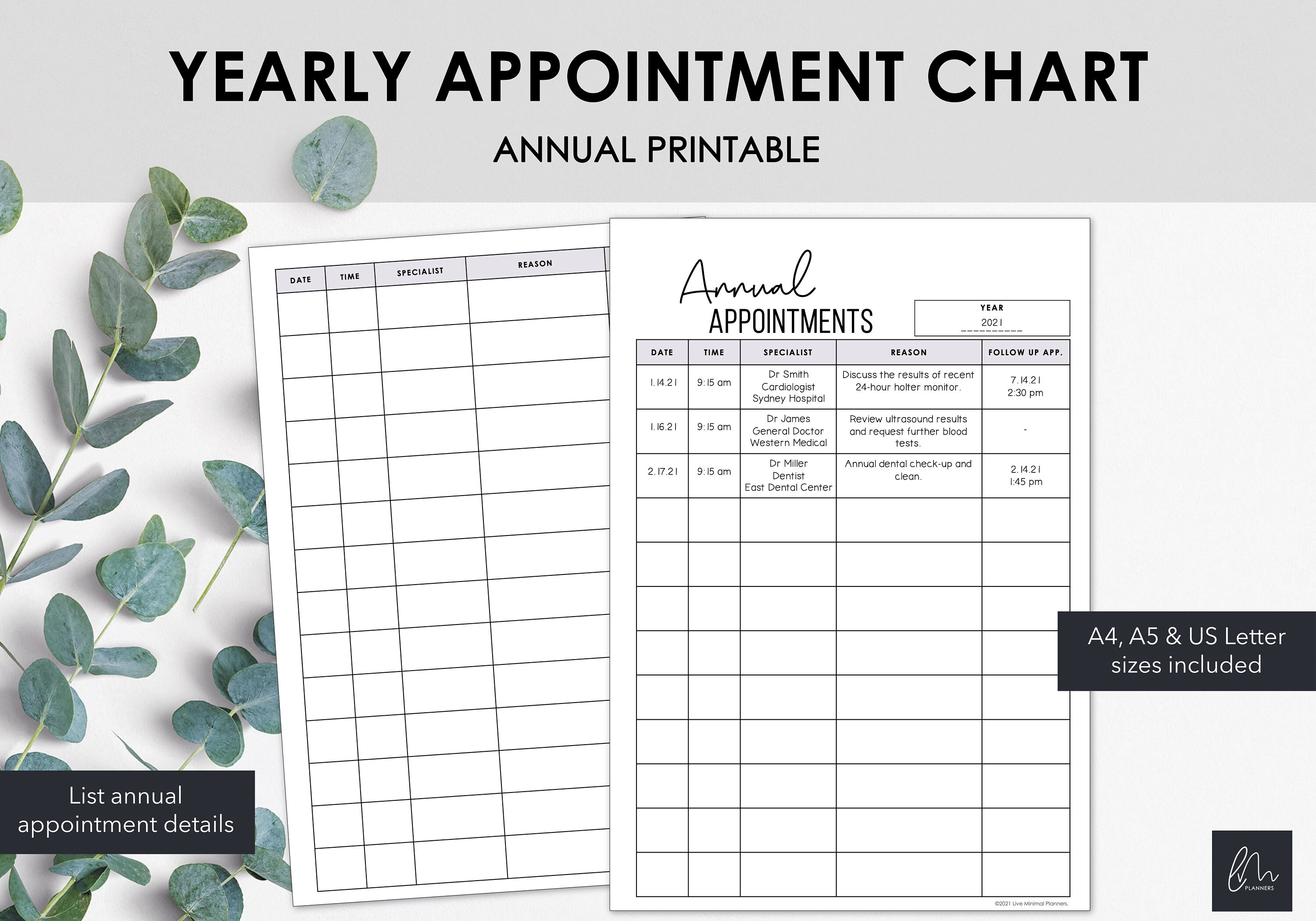 Annual Appointments Printable | Manage Medical Appointments | Printable ...