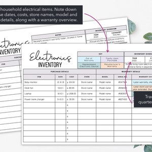 Electronics Inventory Charts | List Electronic Items in a Printable ...
