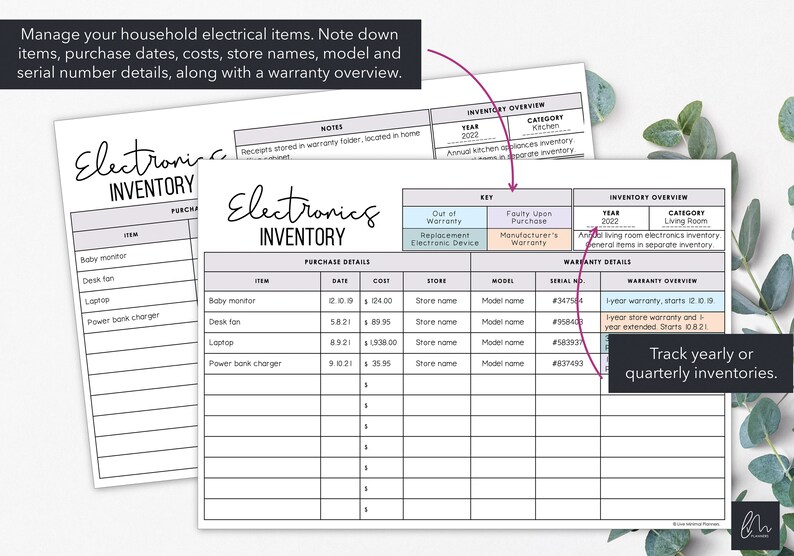 Electronics Inventory Charts List Electronic Items in a | Etsy