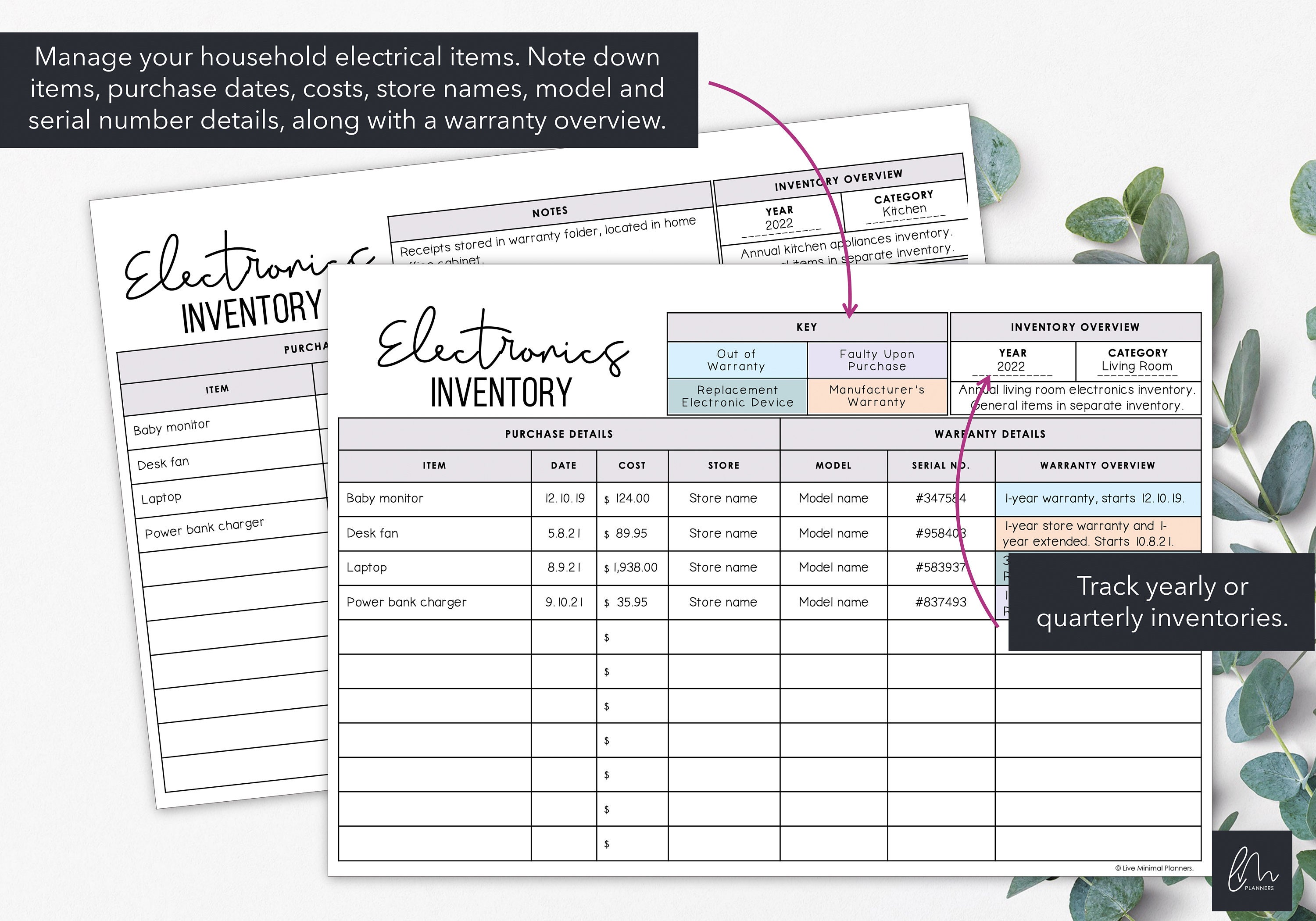 Electronics Inventory Charts | List Electronic Items in a Printable ...