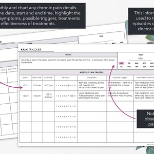 Printable Chronic Pain Tracker | Track Pain Events Symptoms & Severity ...