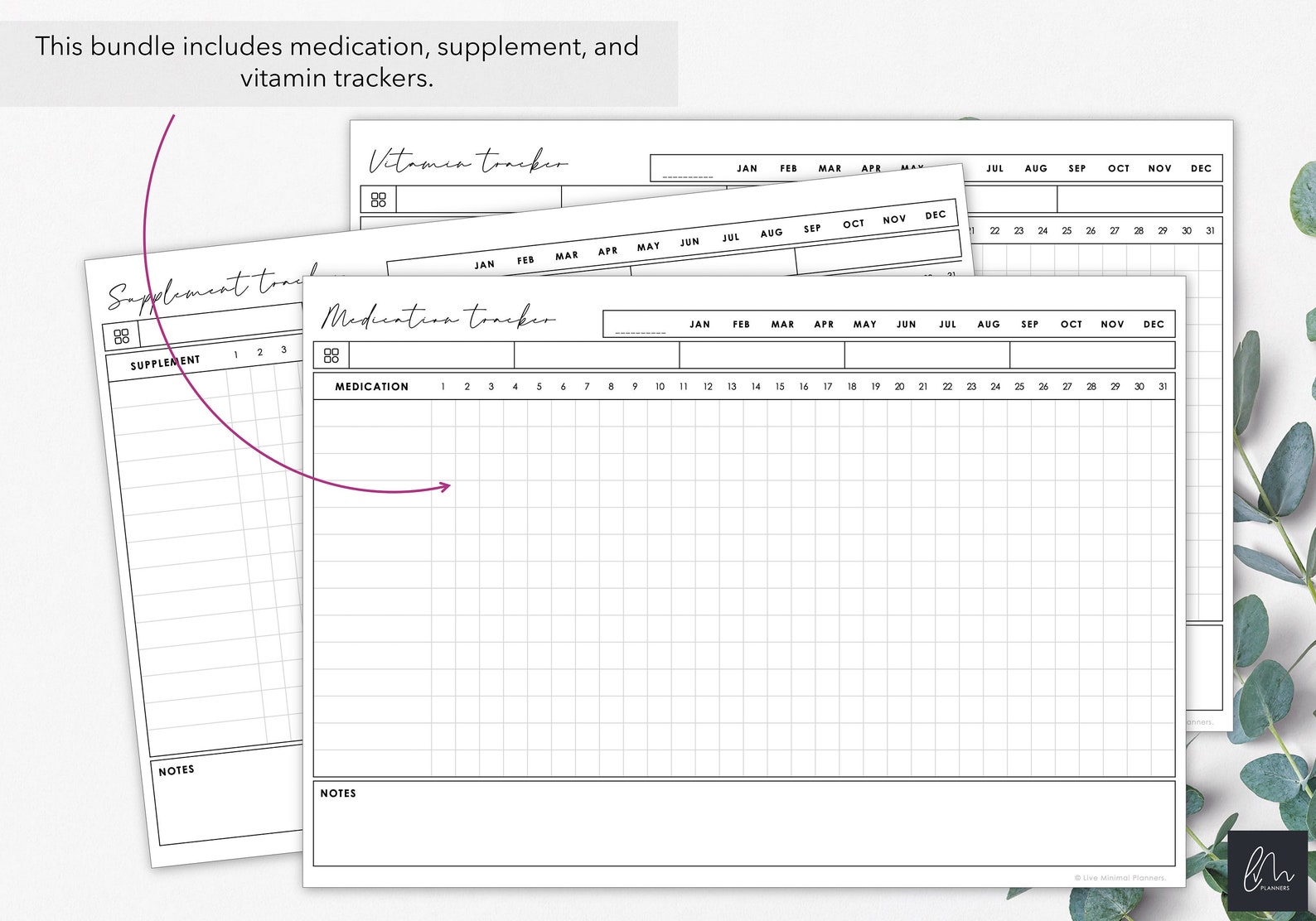 Printable and Fillable Intake Tracker Bundle | Track Monthly ...