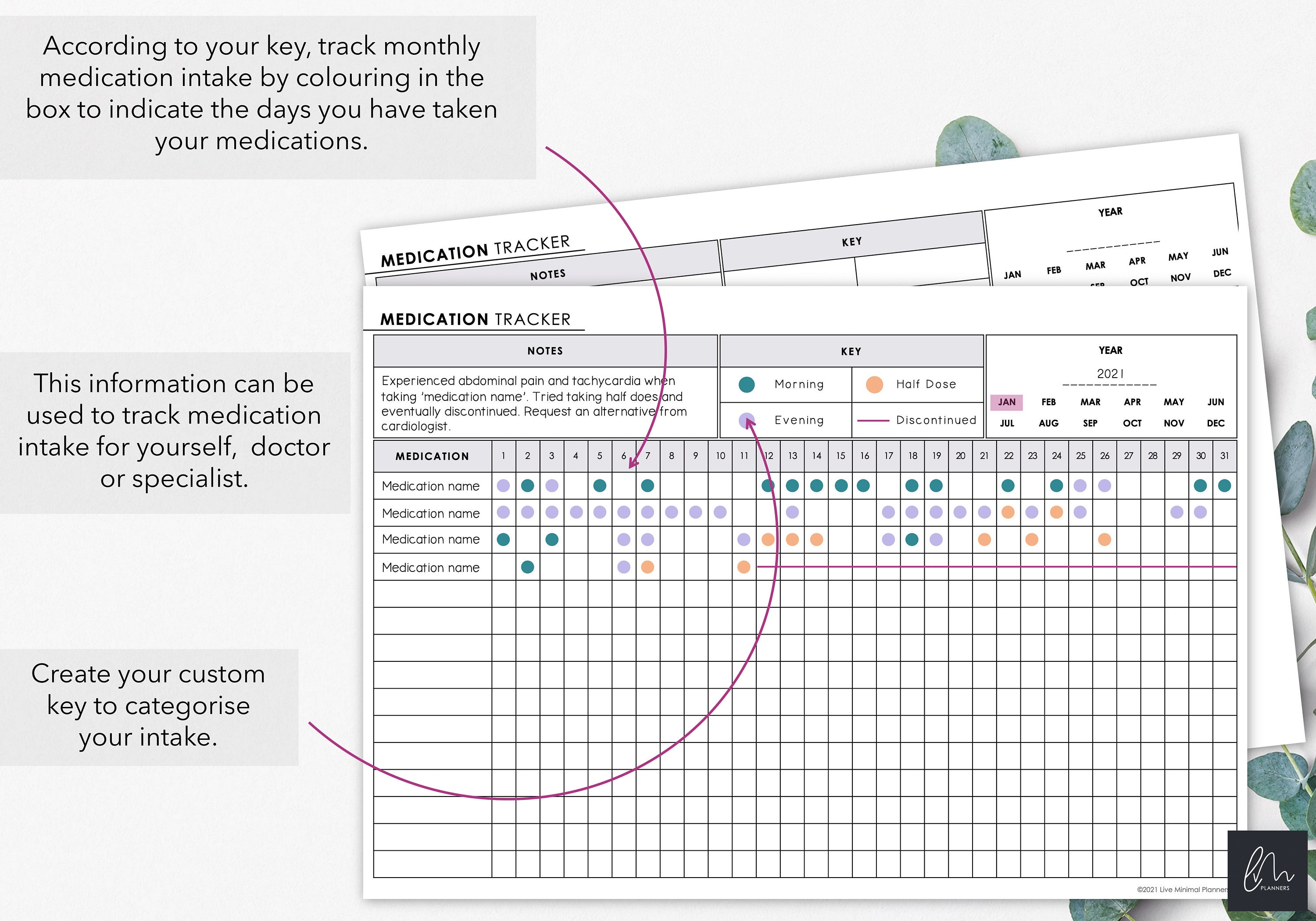 Printable and Fillable Medication Tracker to Chart Monthly Medication ...