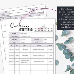 Cardiac Monitoring Log Printable 24-Hour Holter Monitor | Etsy