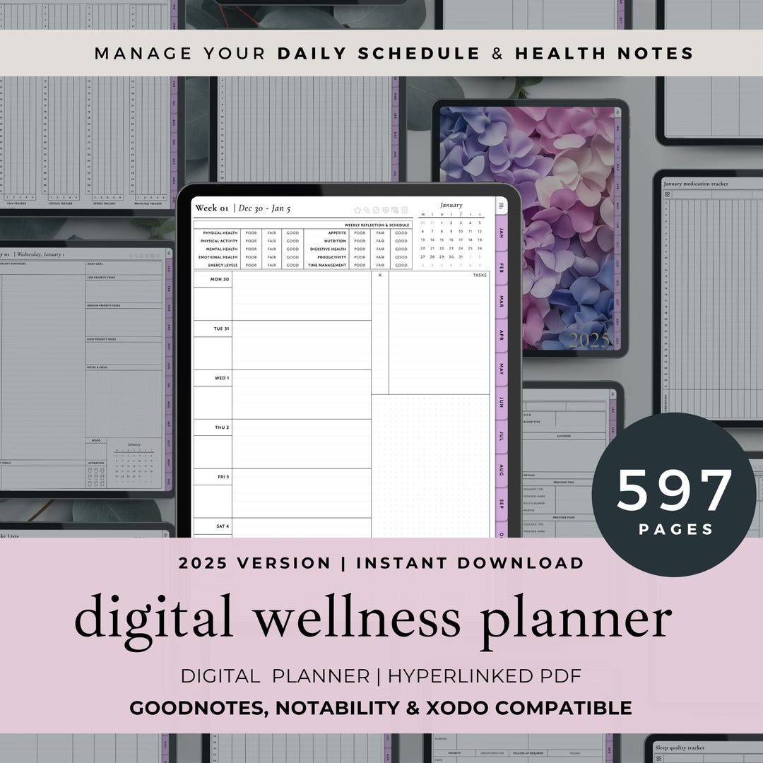 2025 Digital Wellness Planner, Goal Setting, Meal Planner, Sleep ...