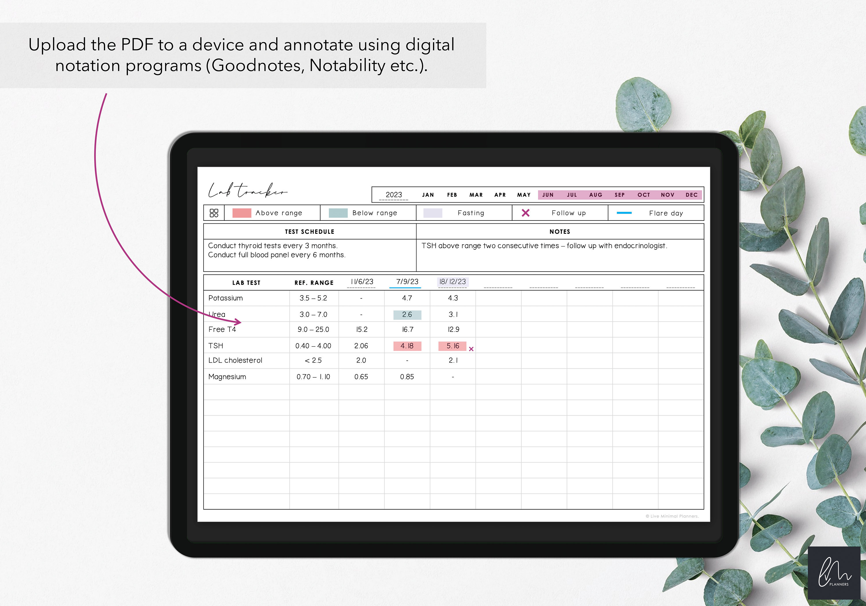 Printable and Fillable Medical Lab Test Results Tracker | Printable ...