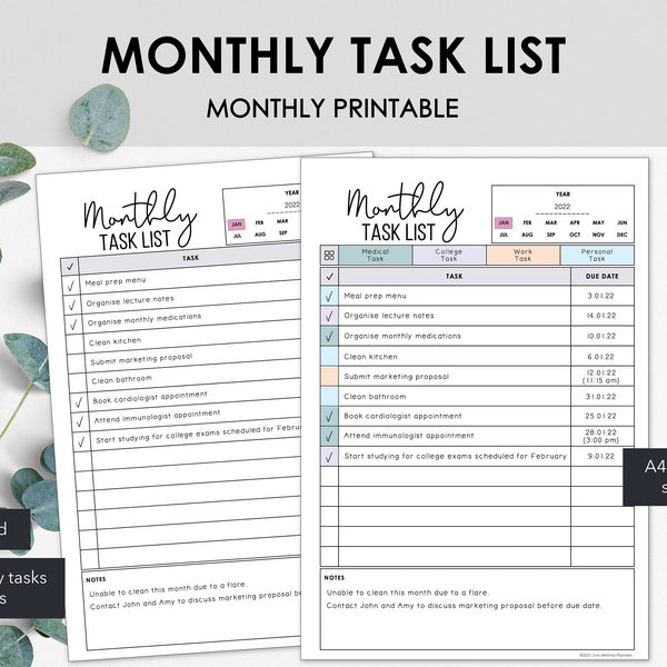 Monthly Task Scheduler - Etsy