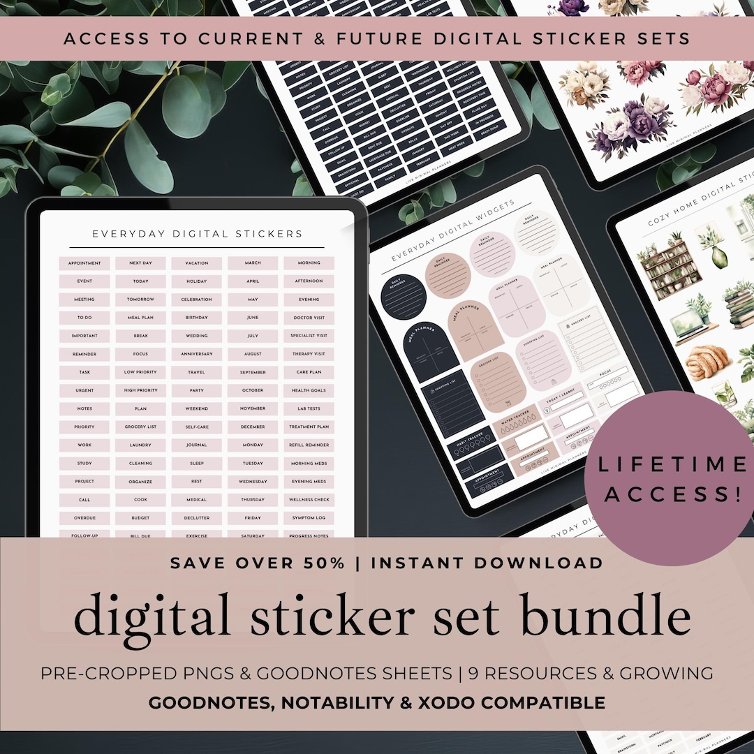 Lifetime Access Digital Sticker Bundle, Goodnotes & Notability Everyday ...