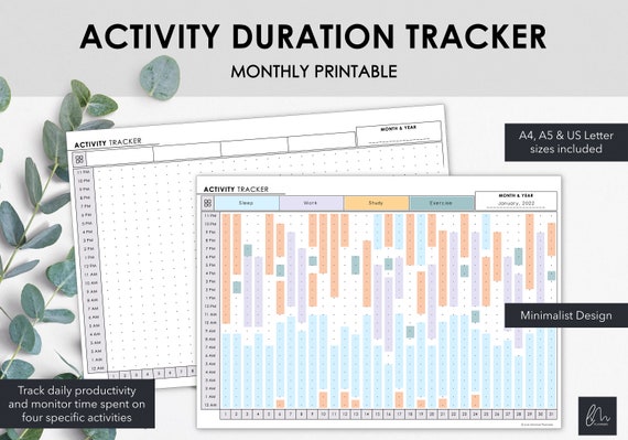 Activity Duration Tracker Monthly Printable to Manage | Etsy