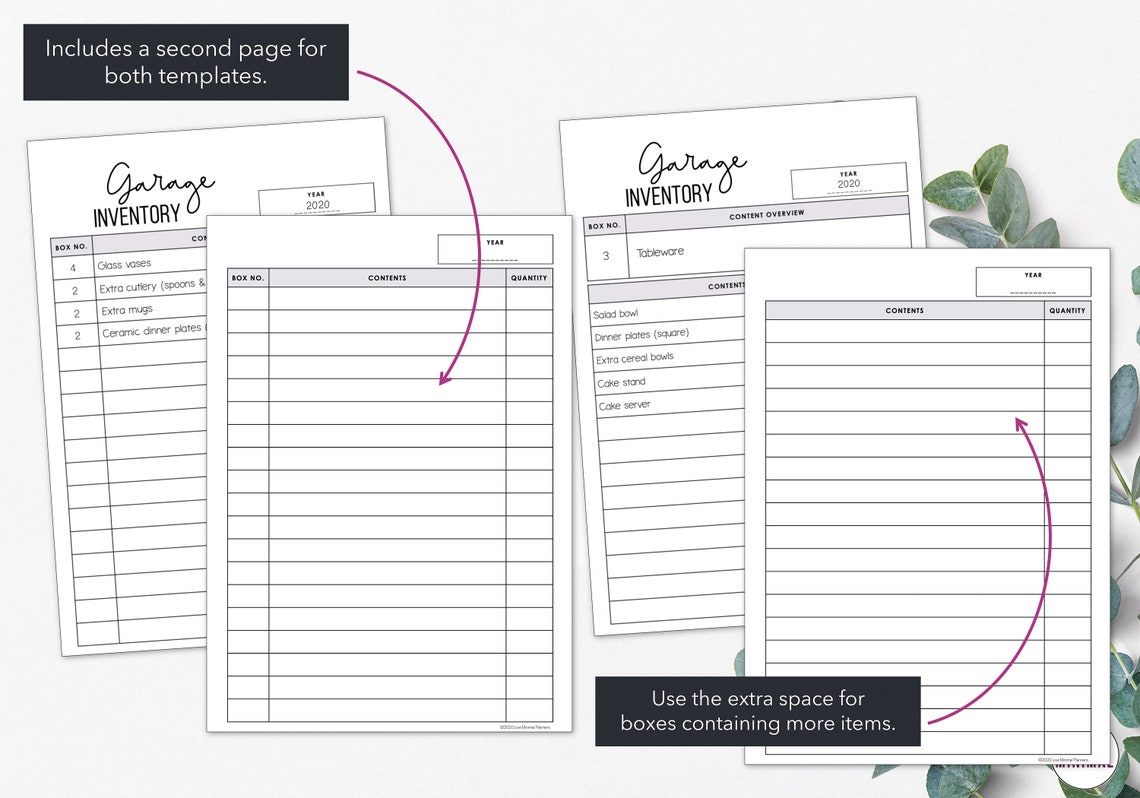 Home Inventory Trackers Printable Garage Inventory Home | Etsy