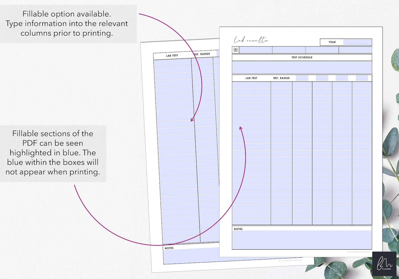 Printable and Fillable Medical Test Log or Lab Results Tracker, Chart ...