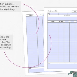 Printable and Fillable Medical Test Log or Lab Results Tracker, Chart ...