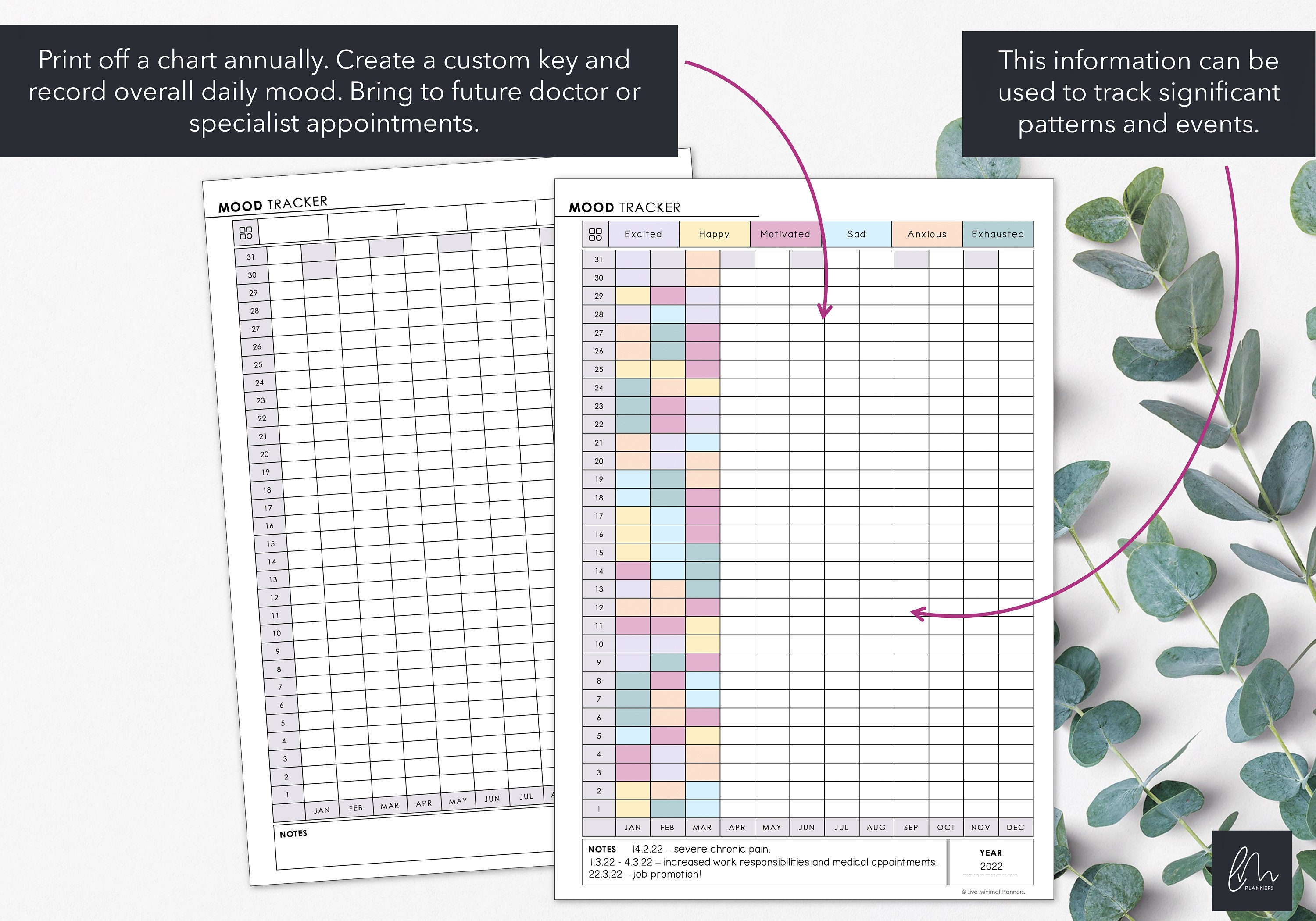 Annual Mood Tracker Printable | Track Daily Mood | Emotion Tracker ...