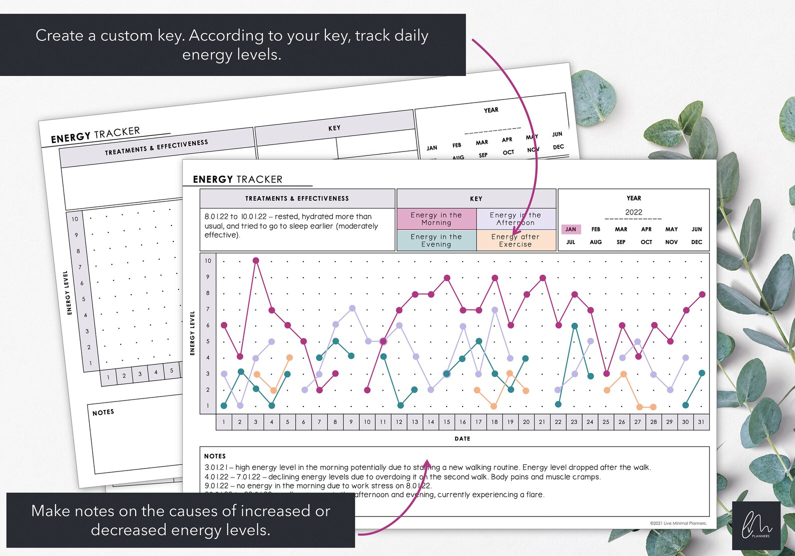 Daily Energy Level Tracker | Track Monthly Energy Levels & Treatments ...