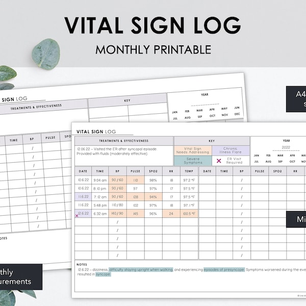 Vital Signs Sheet - Etsy