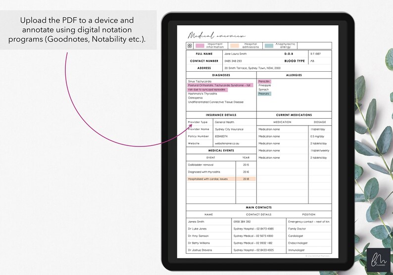 Printable and Fillable Medical Overview Template, Comprehensive Health ...