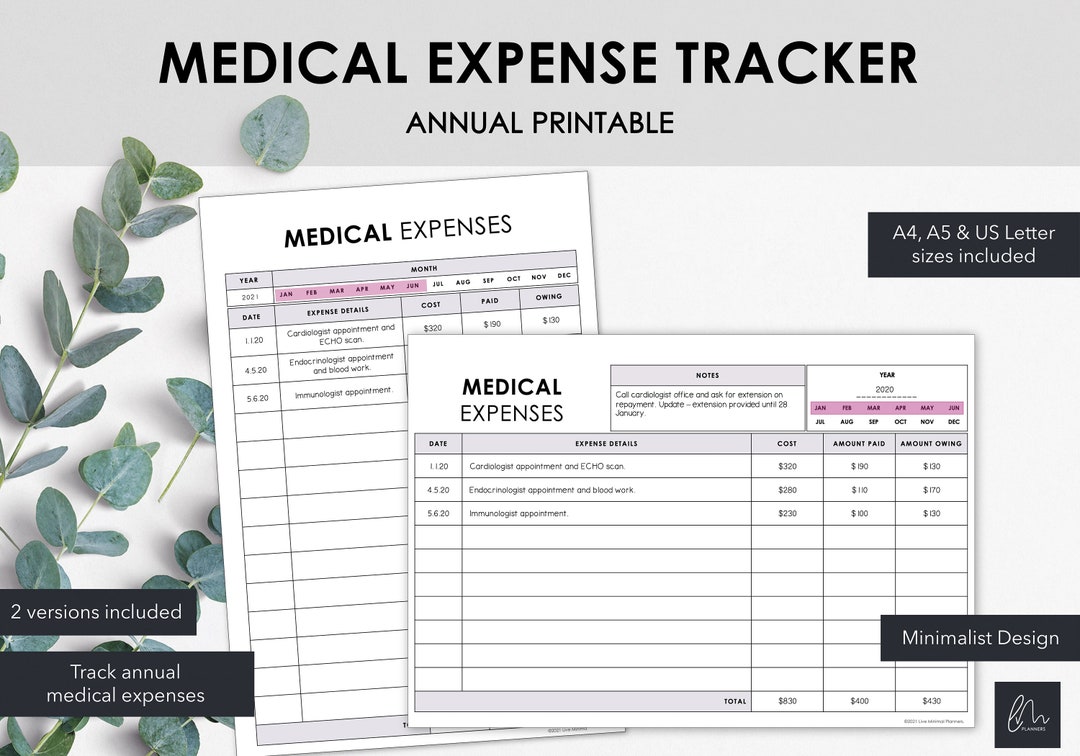 Medical Expense Trackers Printable | Manage Annual Medical Expenses ...