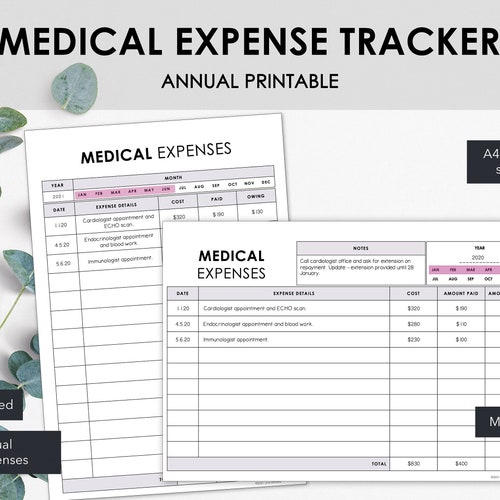 Medical Expense Trackers Printable Manage Medical Expenses - Etsy Australia