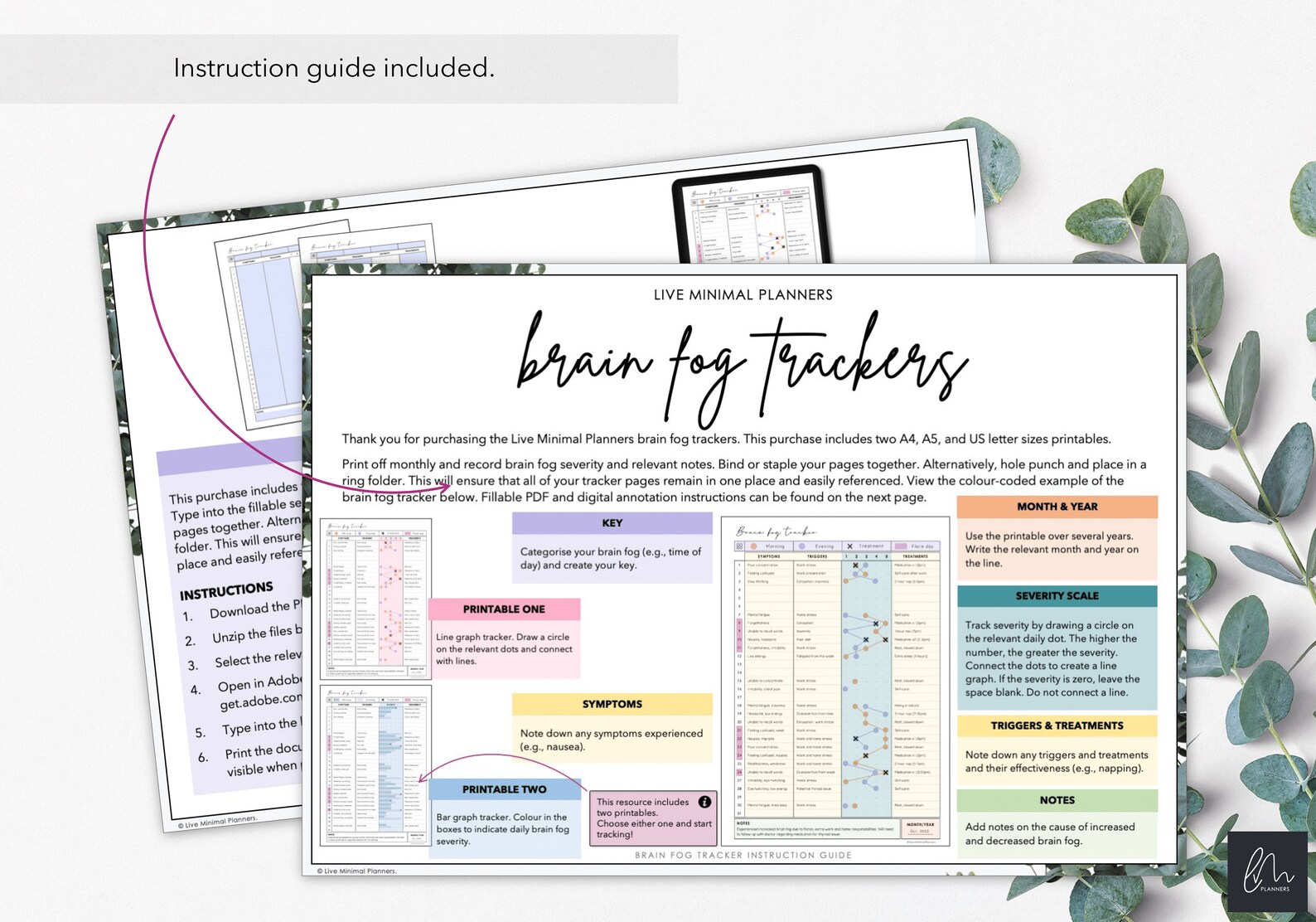 Printable and Fillable Monthly Brain Fog Severity Trackers | Track ...