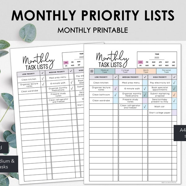 Monthly Task Planner - Etsy