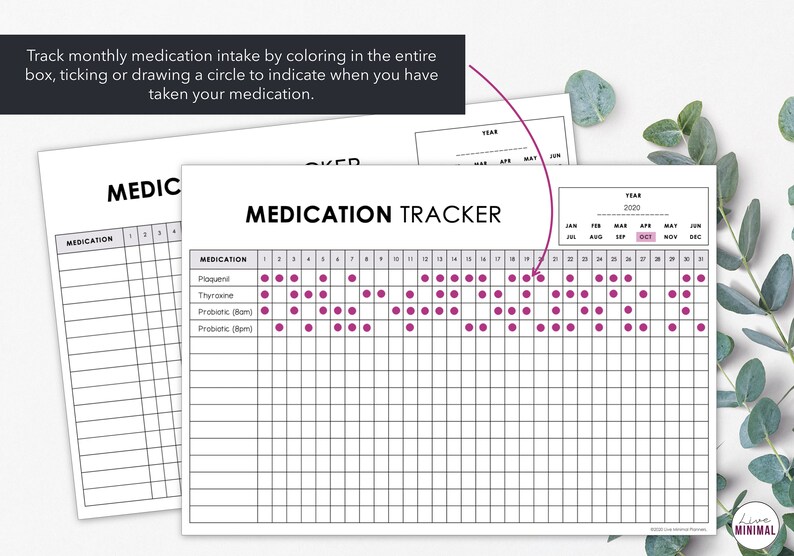Printable Medication Tracker Track Monthly Medication Intake - Etsy