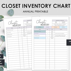 Closet Inventory Charts | List Closet Related Items in a Printable ...