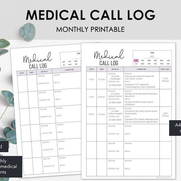 Medical Call Log Printable - Etsy