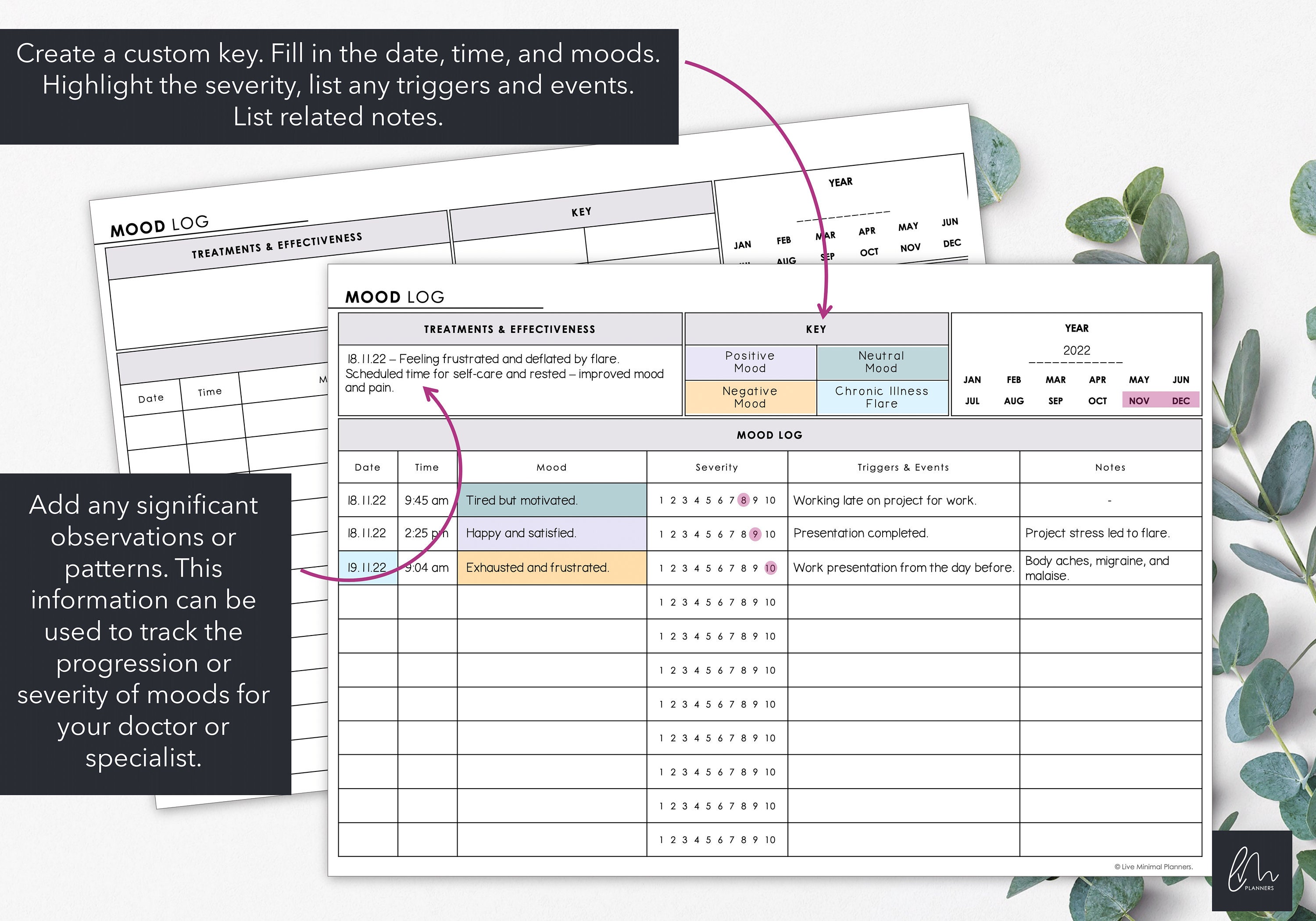 Mood Log Track Daily Mood & Monitor Causes of Mood Changes Minimalist ...