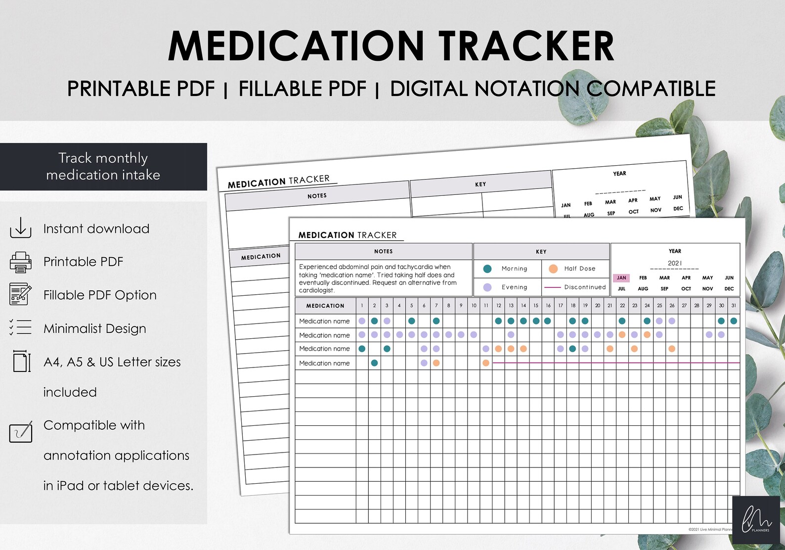 Printable and Fillable Medication Tracker to Chart Monthly Medication ...