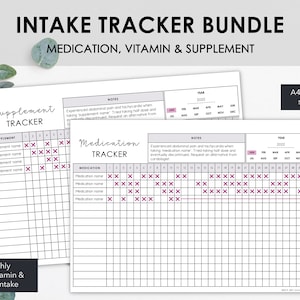 Intake Tracker Bundle | Track Medications Vitamins & Supplements ...
