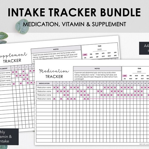 Intake Tracker Bundle Track Medications Vitamins & - Etsy