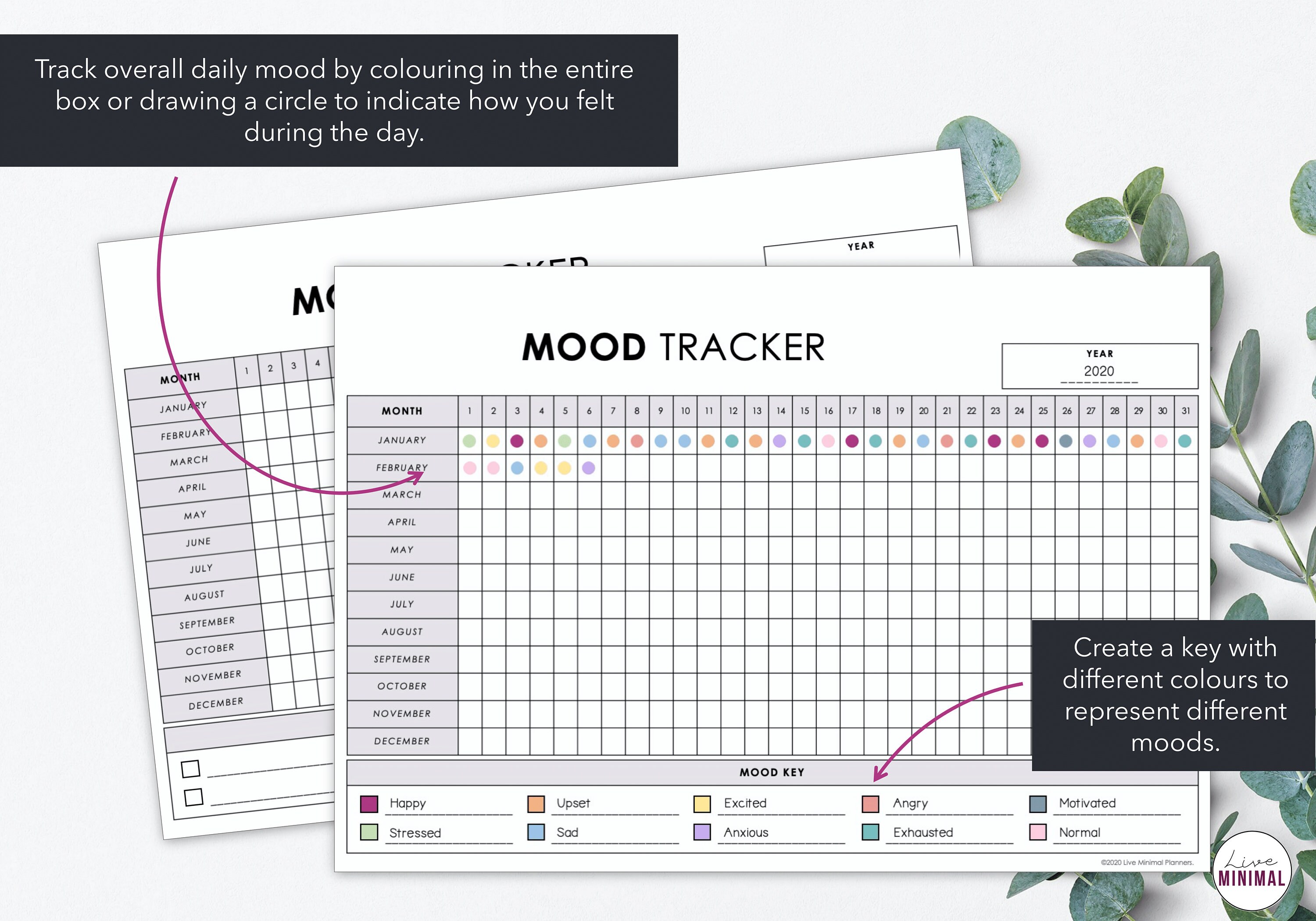 Printable Mood Tracker Track Daily Mood Annual Emotion - Etsy