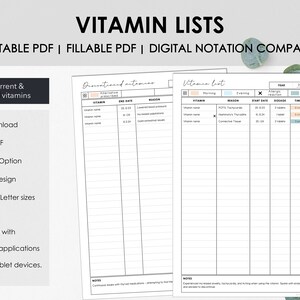 Printable and Fillable Vitamin Lists – Manage Current & Discontinued ...