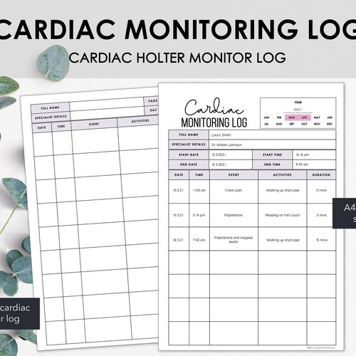 Cardiac Monitoring Log Printable 24-hour Holter Monitor - Etsy
